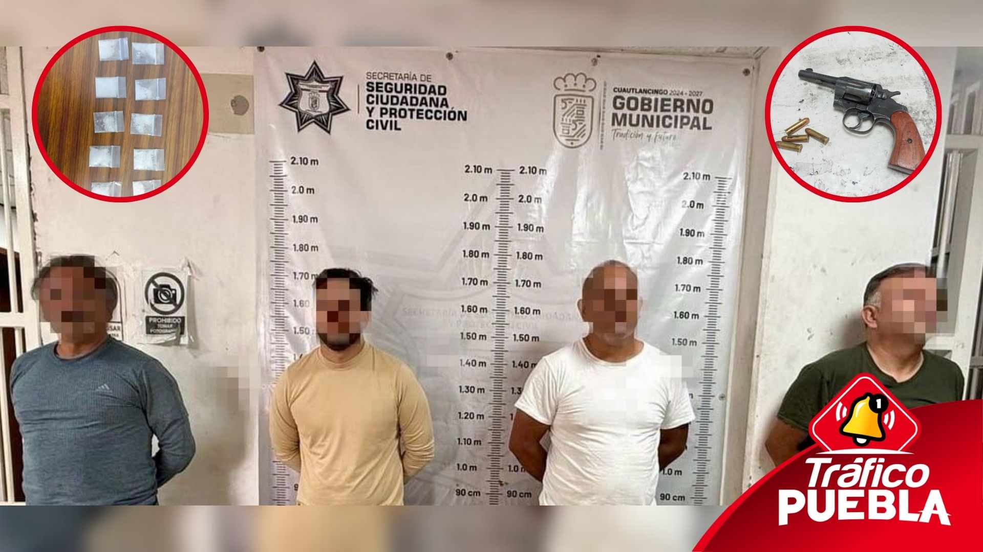 Detienen a cuatro hombres en Cuautlancingo por portación de armas y drogas